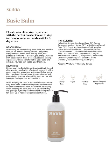 Sunna Tan Basic Pre Tan Barrier Balm 16 oz.