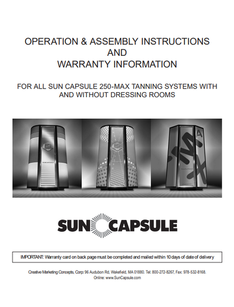 Sun Capsule 250W Max Cosmo Tanning Bed Manual