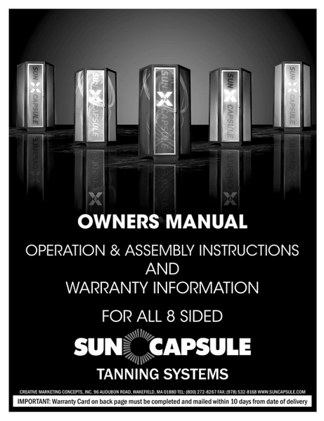 Sun Capsule X7 54 Lamp 220W VHR HP Tanning Bed Manual